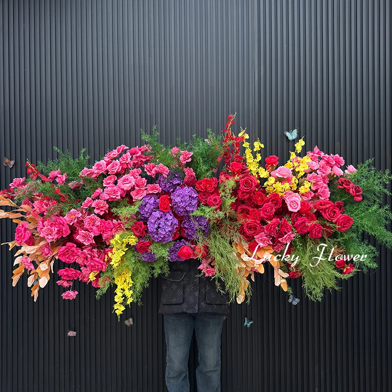 Rose Color Artificial Flowers Big Hang Flower Row Wedding Decoration ...
