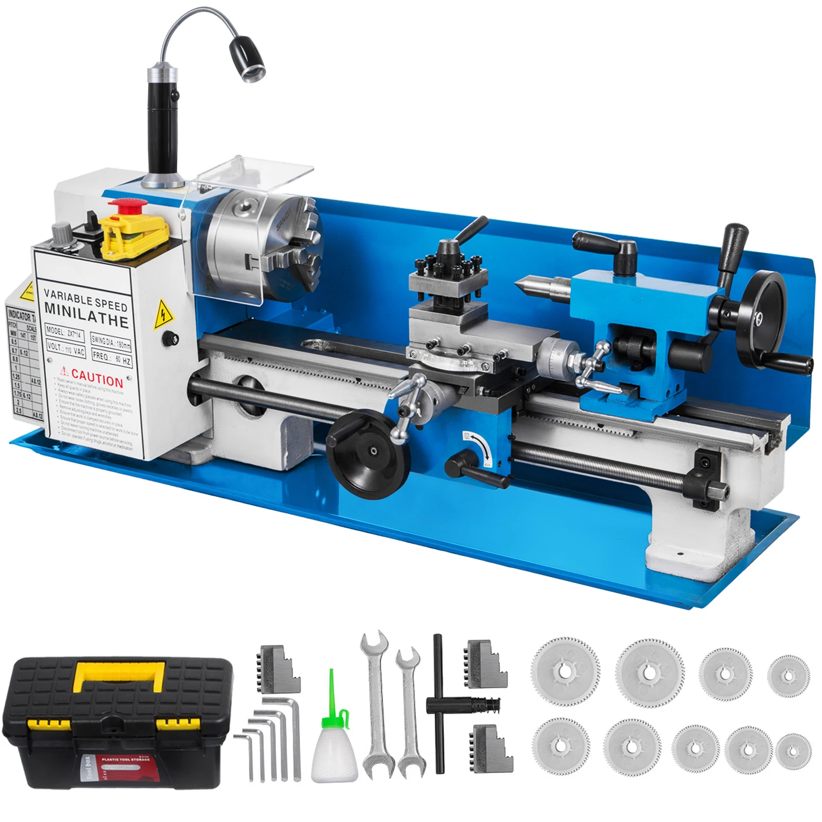 SucceBuy Mini Metal Lathe Machine 7"x14" 550W 180x350mm Variable Speed ...