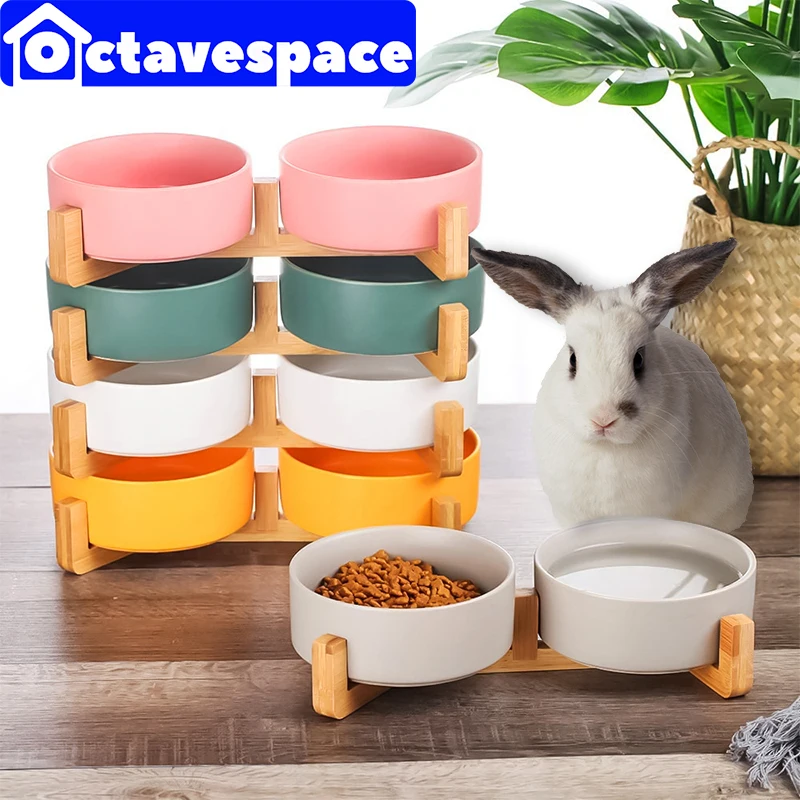 Rabbit-Feeder-Bowl-Guinea-Pig-Ceramic-Bowl-Ceramic-Pet-Bowl-Dish-With ...