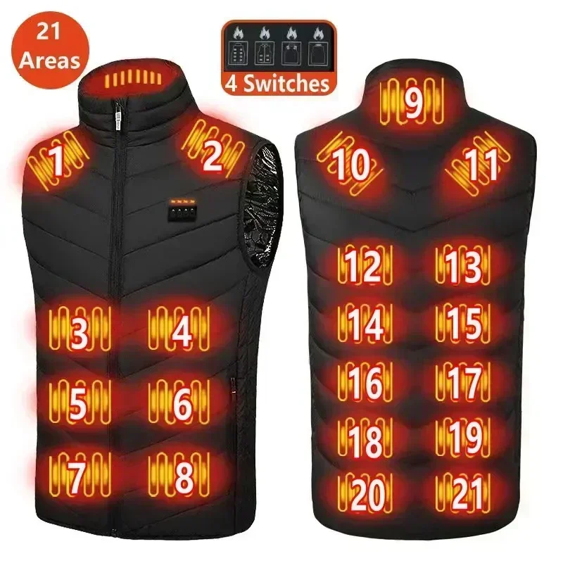 21 Heating Areas Jacket Men's Winter New USB Electric Heating Warm ...