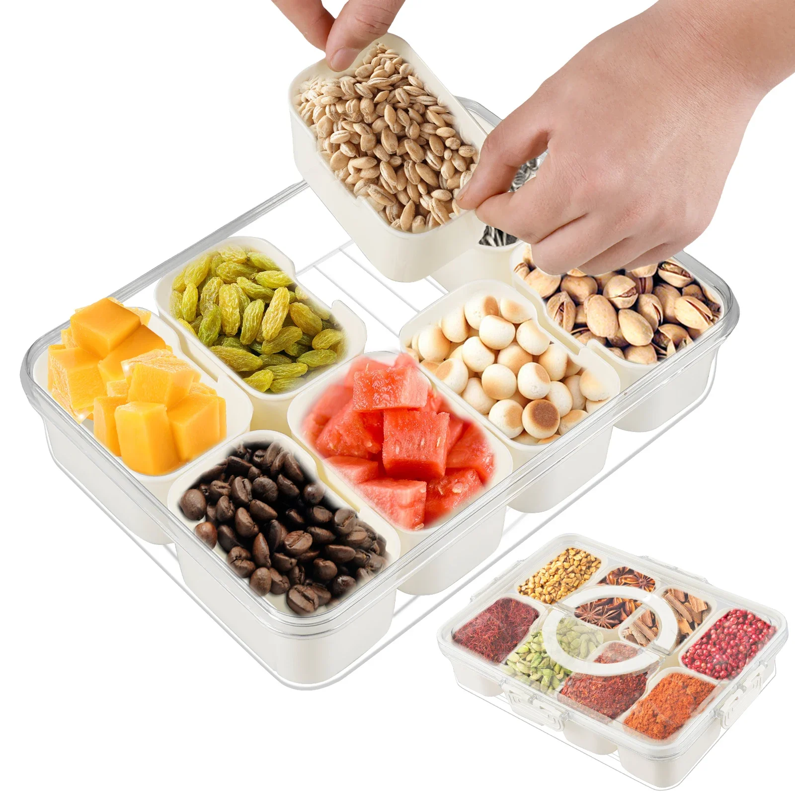 Food-Storage-Tray-Divided-Serving-Tray-with-Sealing-Lid-Rectangular ...