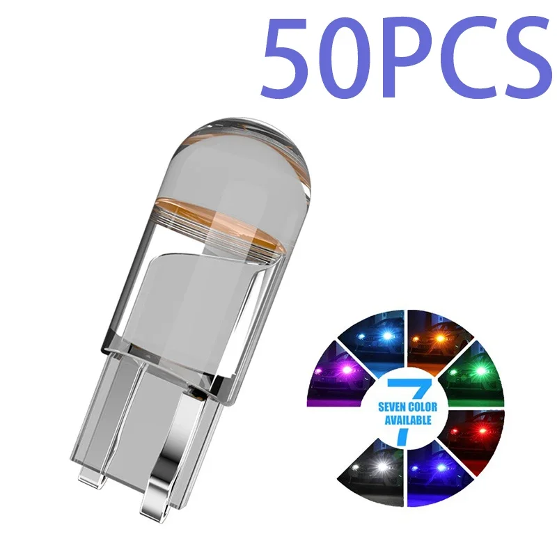 50-Pcs-New-W5W-Led-T10-COB-Glass-6000K-White-Car-Light-Bulbs ...