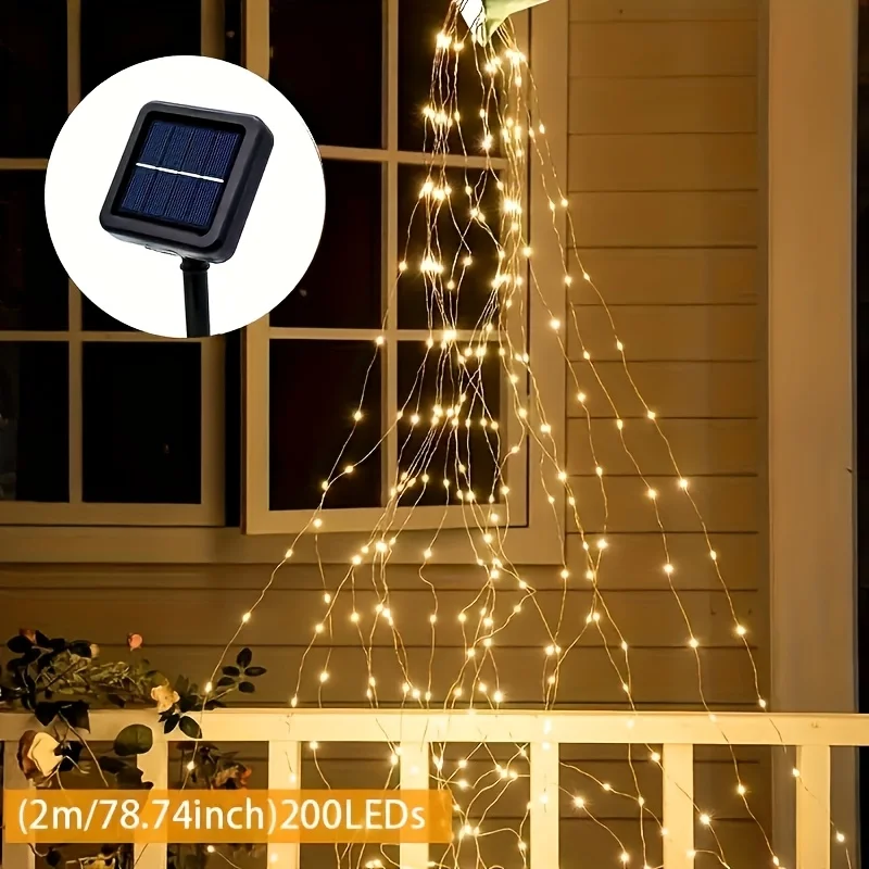 LED Solar Firefly Bunch Light 8 Mode Fairy Copper Wire Horsetail ...