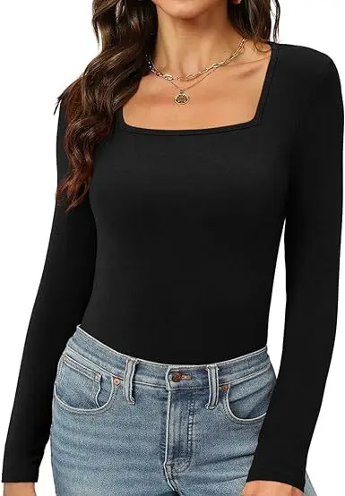 2024-Autumn-Winter-New-Women-s-Sexy-U-neck-Top-Bottom-Comfortable-Long ...