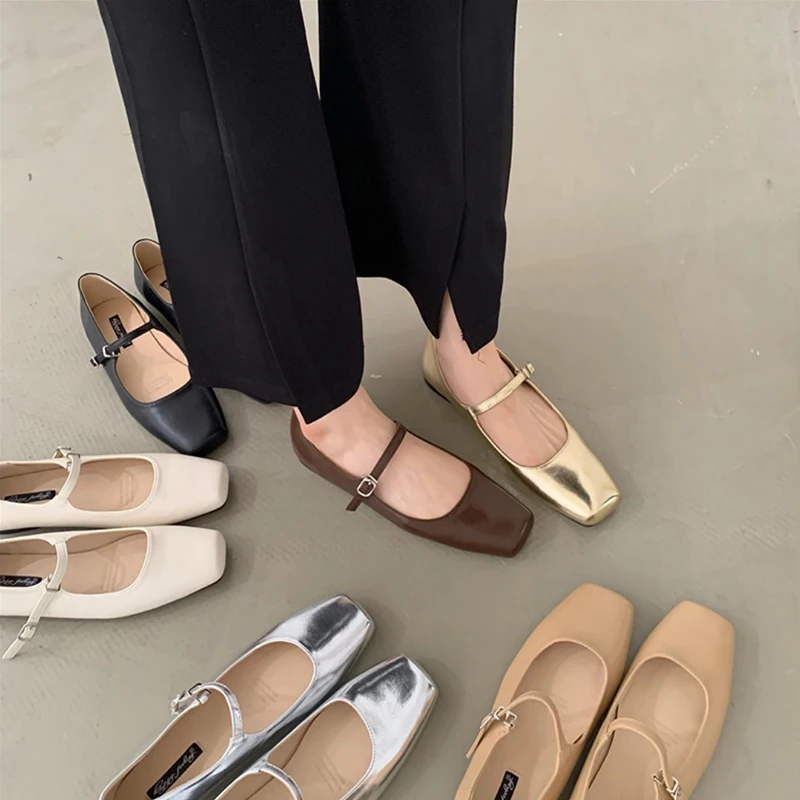 Spring-Square-Toe-Ballet-Shoes-Fashion-Low-Heel-Mary-Jane-Shoes-Casaul ...