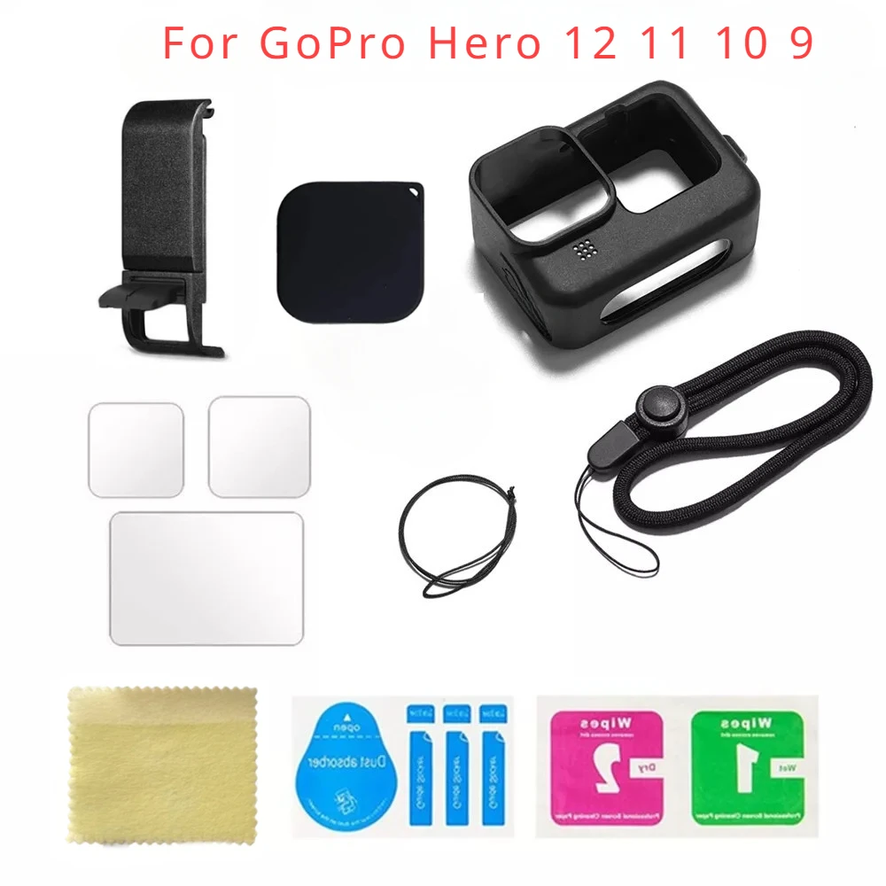 Silicone-Case-for-GoPro-Hero-12-11-10-9-Black-Tempered-Glass-Screen ...