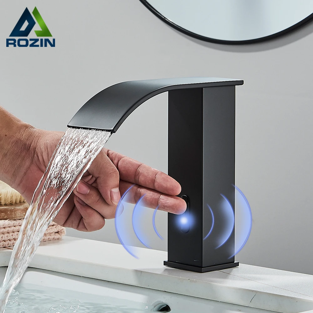 Rozin Black Smart Sensor Bathroom Basin Faucet Touchless Automatic ...