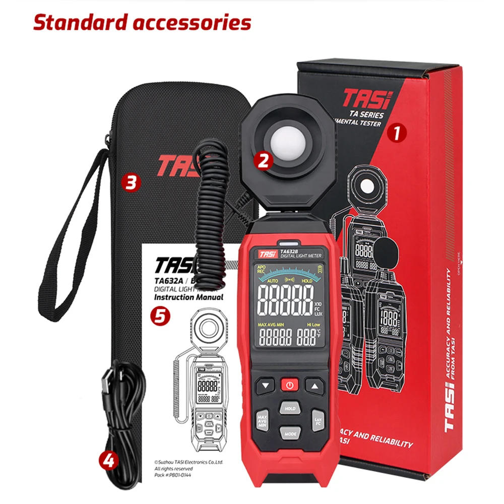 TASI TA632A/B Digital Light Meter Photography Luxmeter Detachable Probe ...