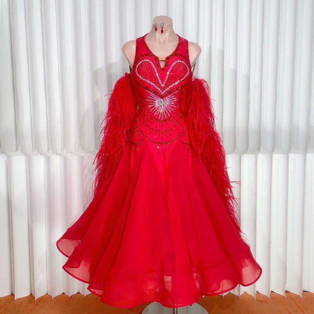 PEIDANCE-New-Red-International-Standard-Ballroom-Dance-Dress-Custom ...
