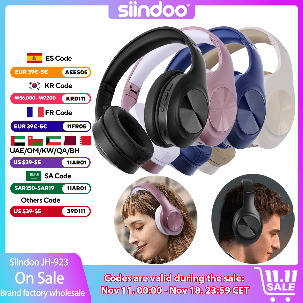 Siindoo-JH-923-Wireless-Headphones-Over-Ear-Foldable-Bluetooth-Headsets ...