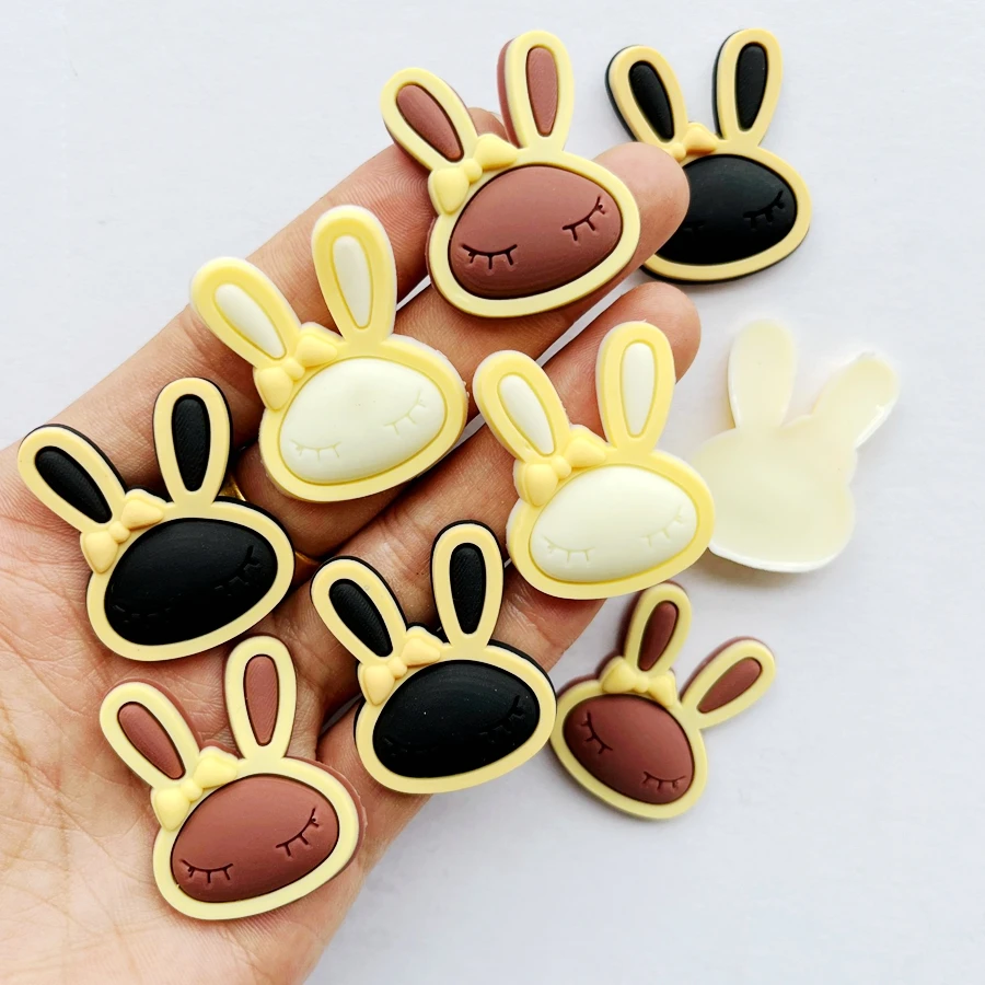 10pcs-new-cute-long-ears-rabbit-head-PVC-soft-plastic-DIY-hairpin ...
