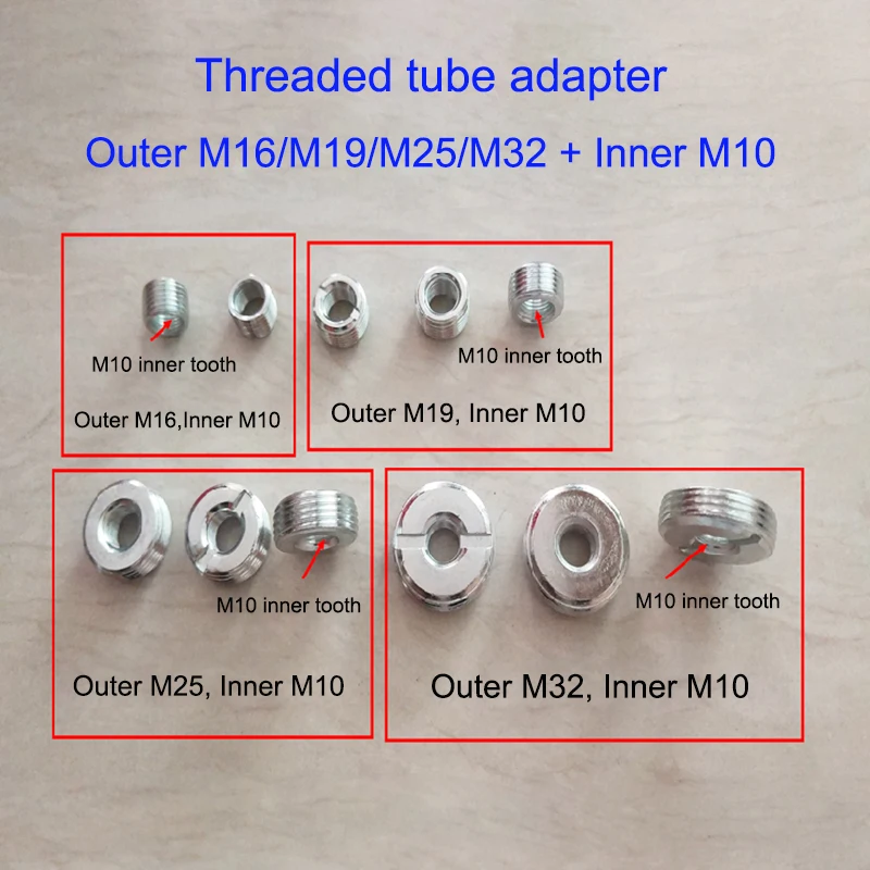 M10 to M16 M19 M25 M32 thread adapter hollow tube internal external ...