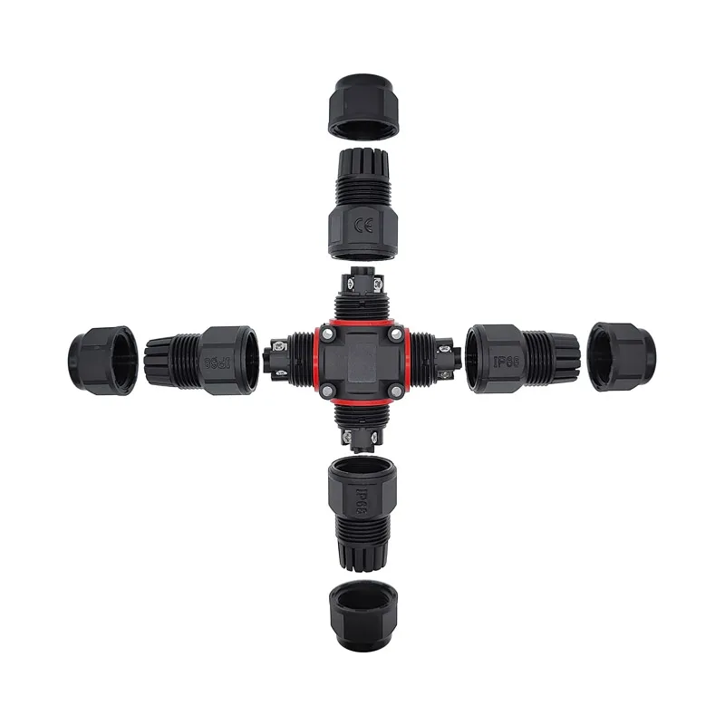 4-Way-Led-Industrial-Electrical-Waterproof-X-Connector-3PIN-4PIN-IP68 ...