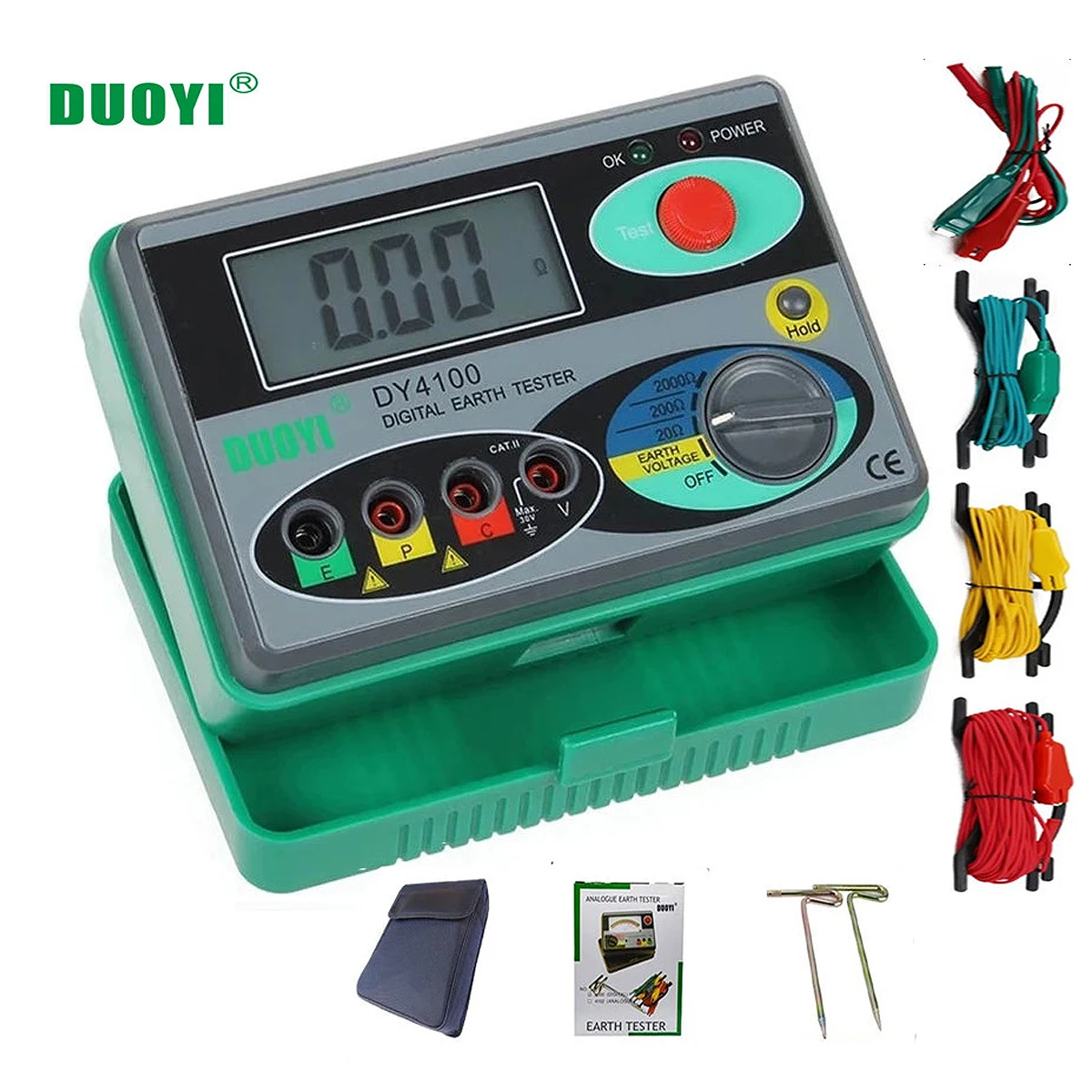 DY4100-Digital-Resistance-Meter-Meg-ohmmeter-0-2000-Ohm-Electrician ...