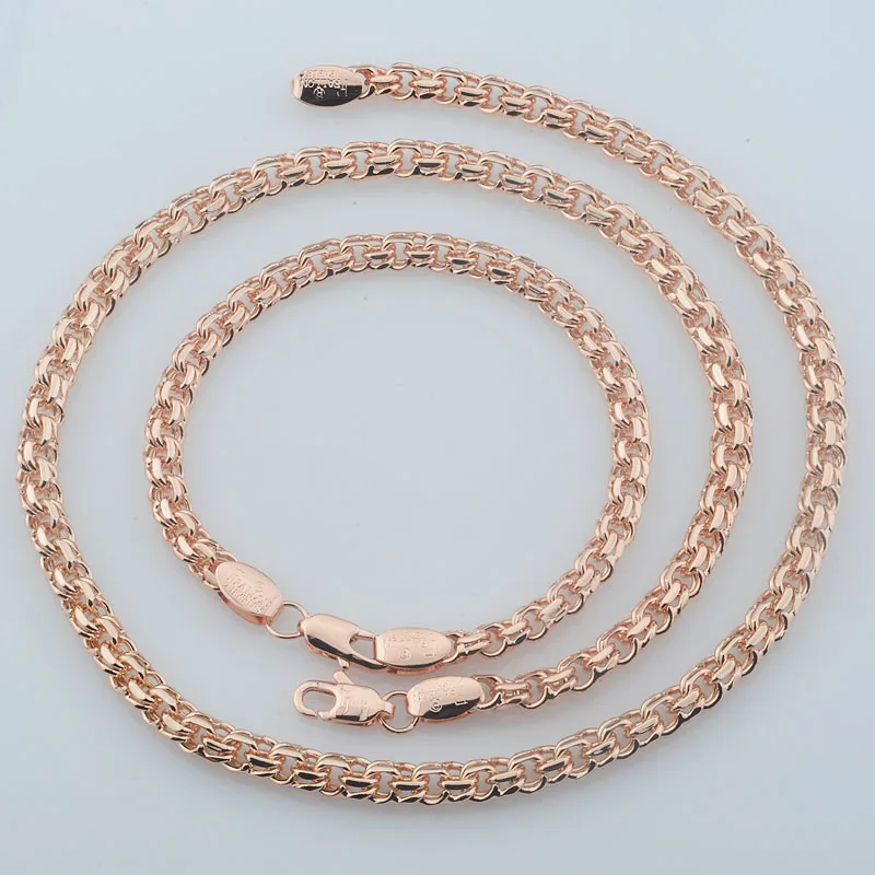 FJ-Men-Women-6mm-Hip-Hop-Double-Rolo-Link-Chain-585-Rose-Gold-Color ...