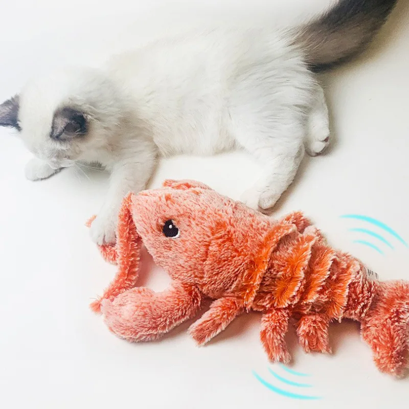 Electric-Jumping-Shrimp-Cat-Interactive-Toys-Lobster-Washable-Plush ...