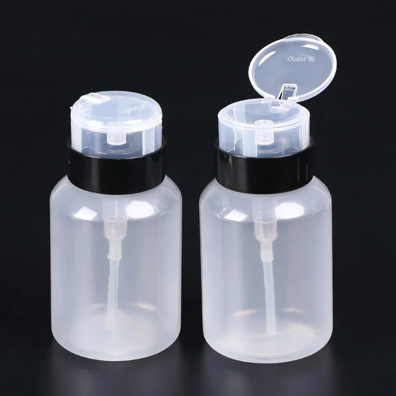 200ML Nail Refillable Bottle Empty Pump Liquid Alcohol Press Nail ...