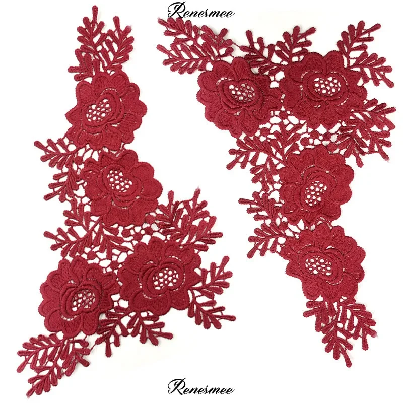 2Mirror-pair-Hollow-Polyester-Lace-Pair-Embroidery-Collar-Flower ...