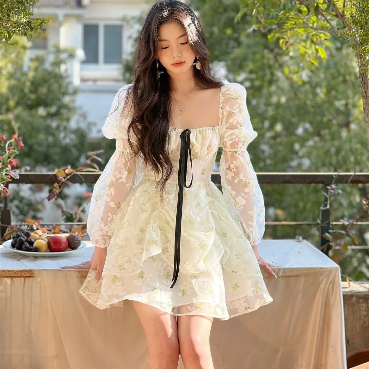 2022 primavera vintage floral vestido feminino casual coreano festa de ...