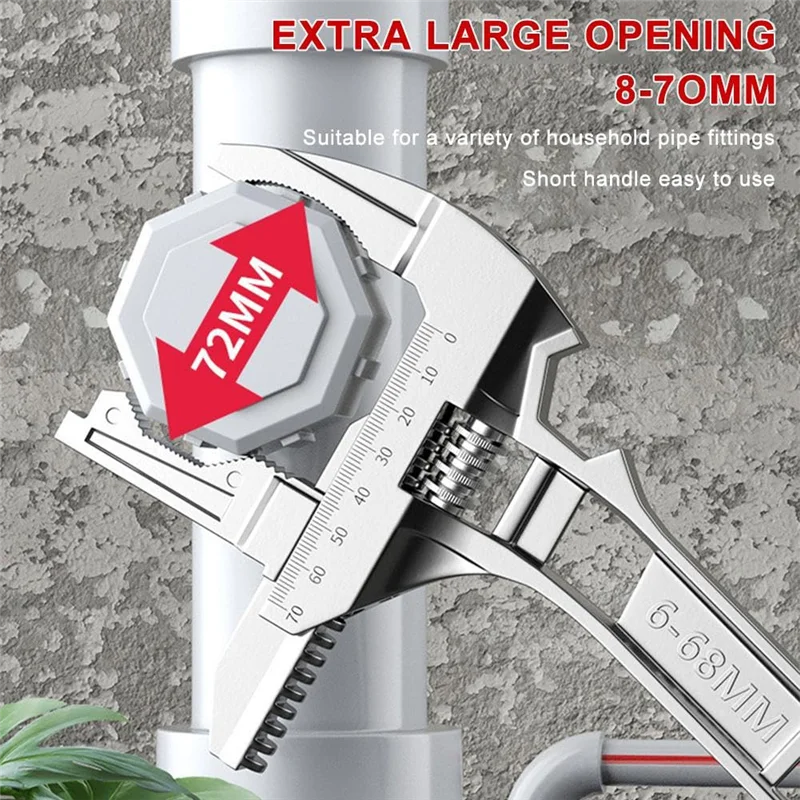 Sturdy Reversible Sink Wrench With 6-68Mm Jaw Opening Adjustable Wrench ...