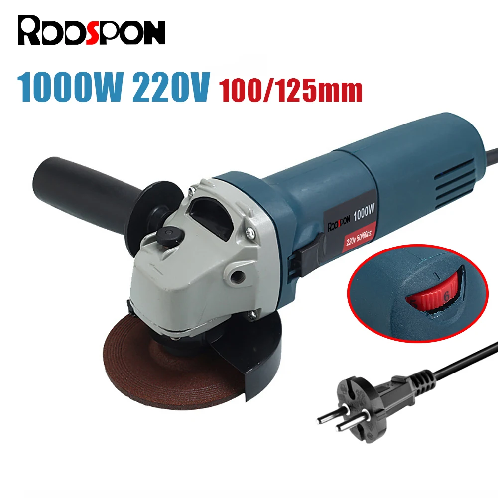 1000W-Electric-Angle-Grinder-220V-Corded-Grinding-Machine-6-Speeds-100 ...