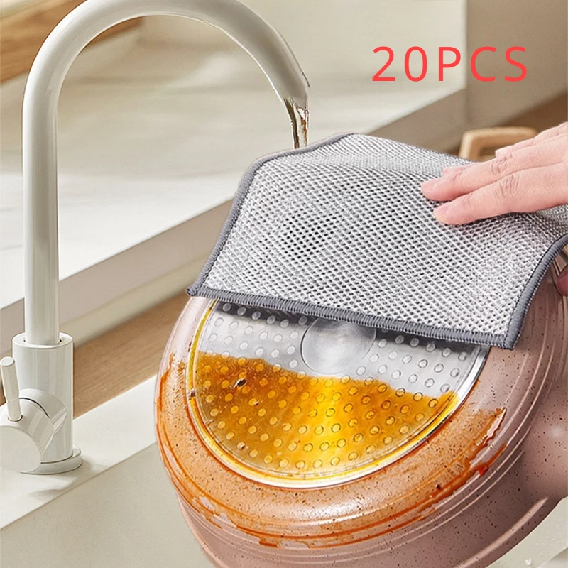 Thickened Cleaning Cloth Kitchen Magic Dishwashing Towel Metal Steel ...