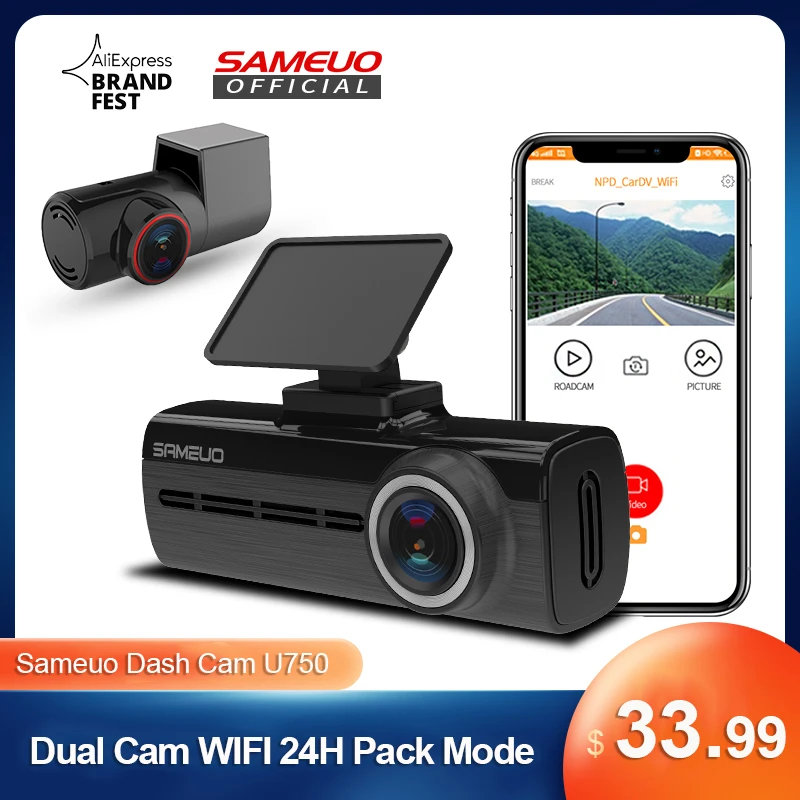 Sameuo Dash cam 4K car dvr auto video recorder dashcam front and rear ...