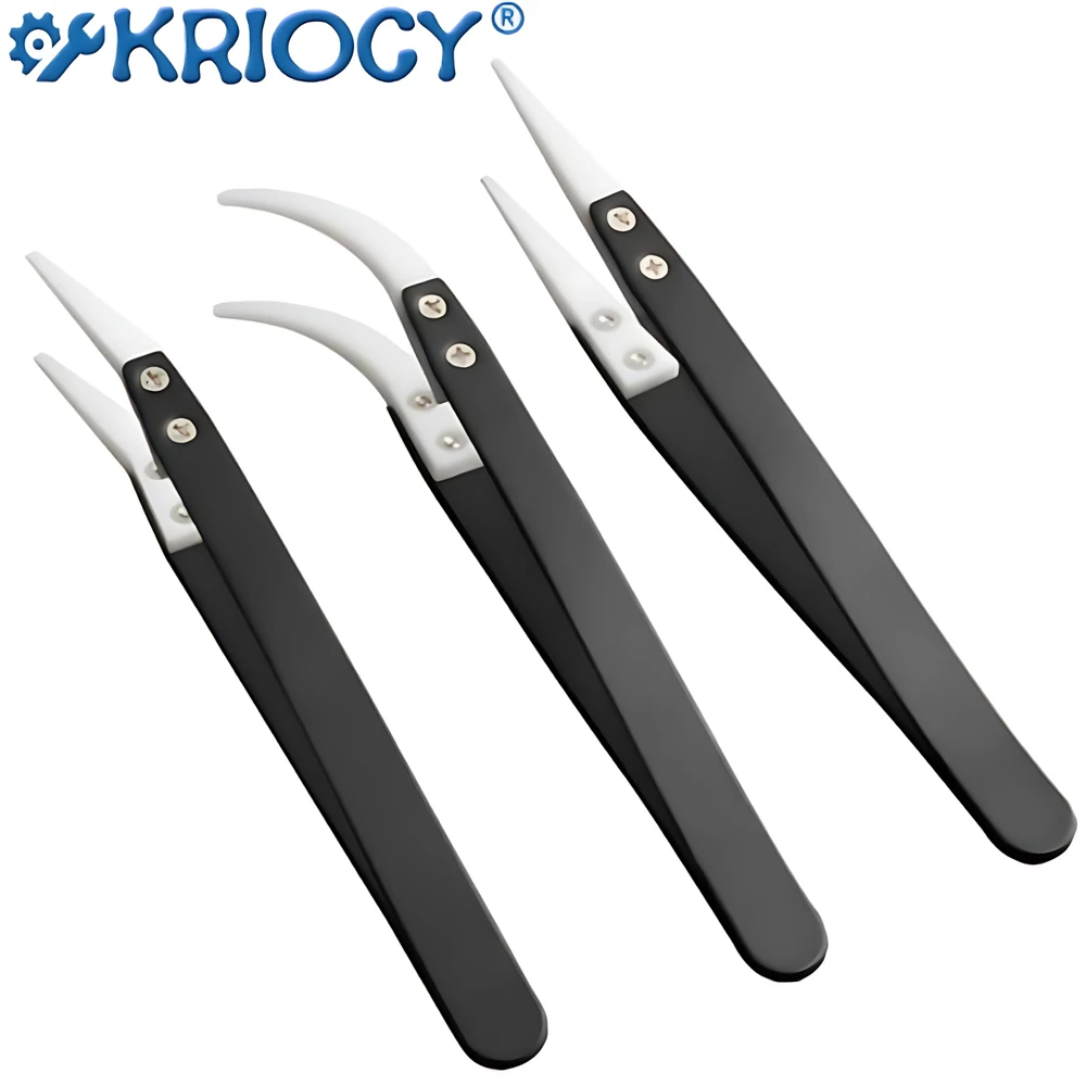 KRIPCY-Stainless-Steel-Ceramic-Tip-Tweezers-Antimagnetic-High ...