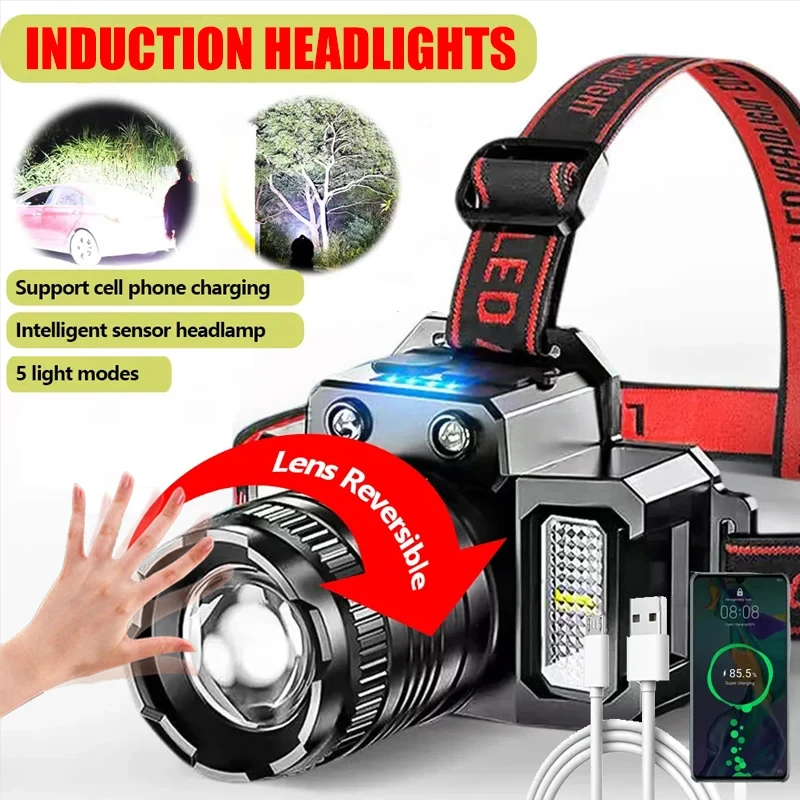 Rechargeable-Headlamp-1800mah-Super-Bright-Torch-Light-T51-Induction ...