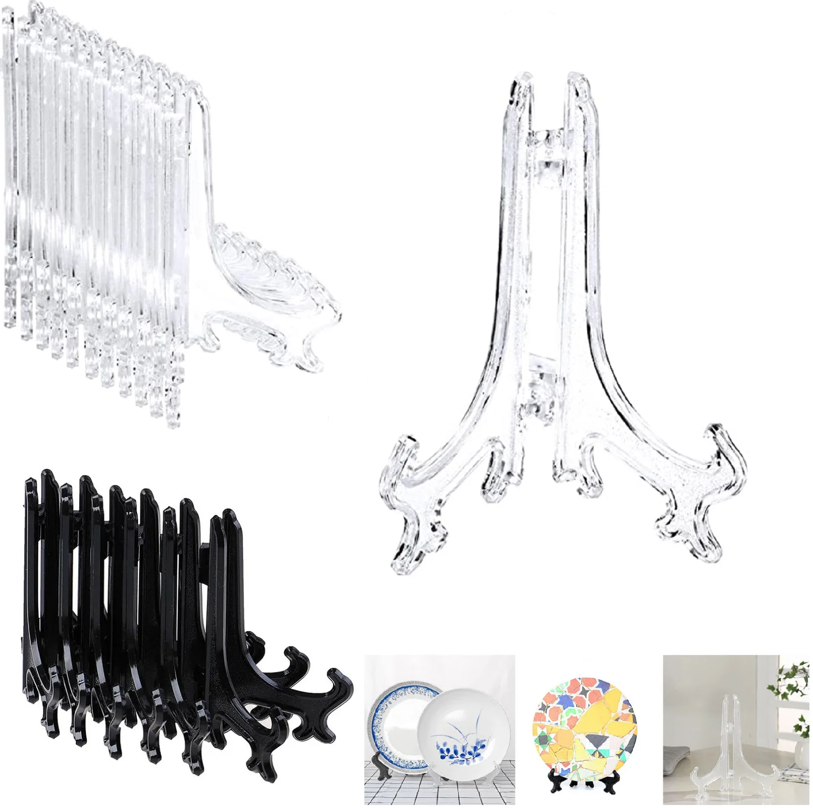 10pc-Plastic-Display-Plate-Stand-Adjustable-Folding-Plate-Racks ...