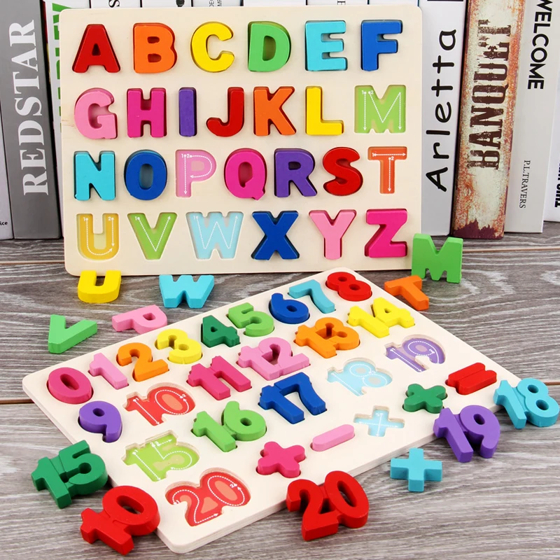 Peuters-Houten-Puzzel-Montessori-Baby-Speelgoed-Abc-Alfabet-Nummer-Vorm ...