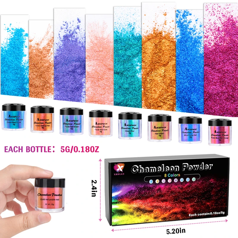 8 Colors/set Chameleon Resin Mold Paint Pearlescent Epoxy Resin Pigment ...