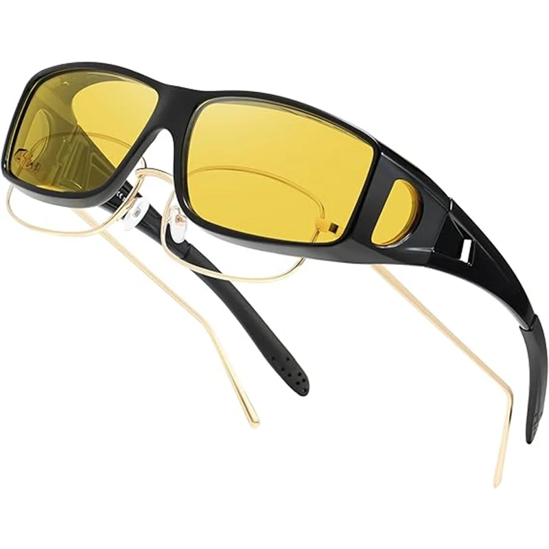 Fit Over Glasses Blue Light Blocking and Night Vision Driving Glasses ...