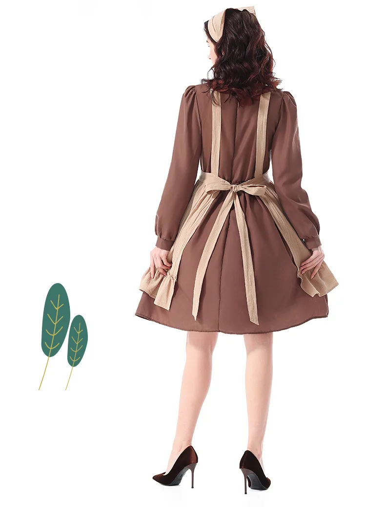 Adult Women Cosplay Costumes Brown Victorian Dress Cinderella Poor Girl ...