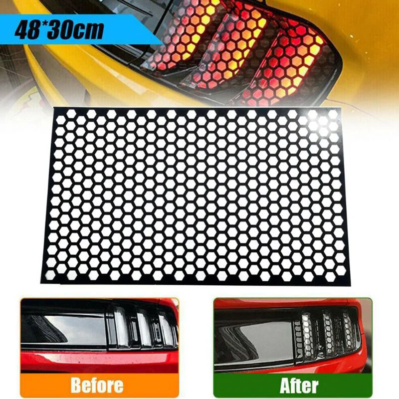 1PC-Universal-Front-and-Rear-Headlight-Stickers-Black-Honeycomb-DIY-Fog ...