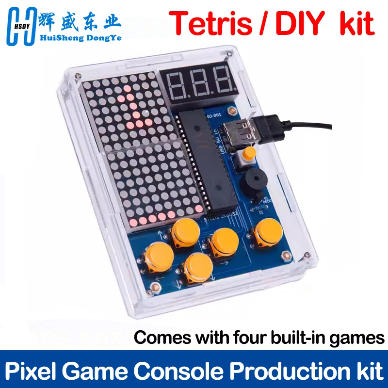 Pixel-game-console-production-kit-51-MCU-game-console-Tetris-diy-pieces ...