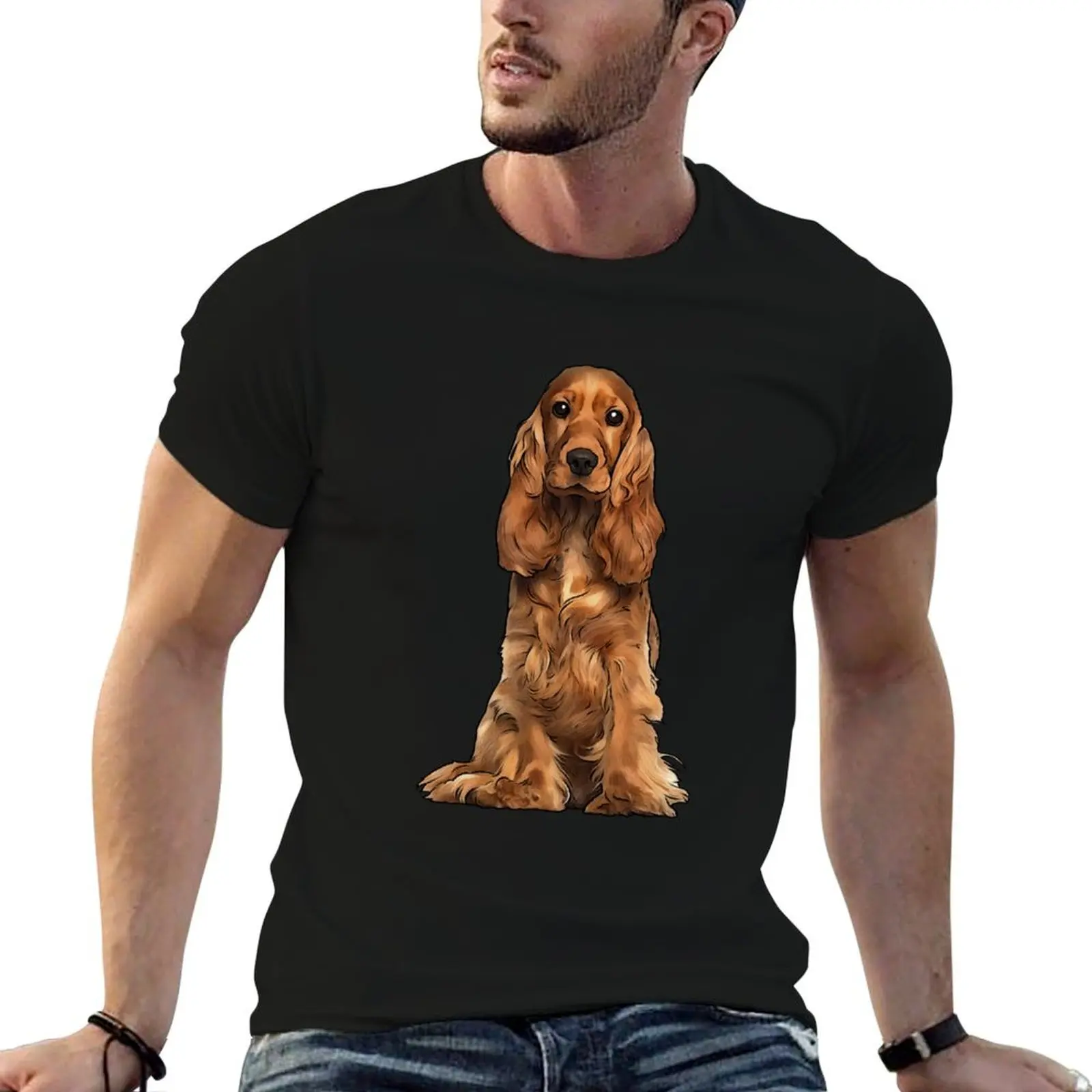 Cocker-Spaniel-Dog-T-Shirt-blanks-customs-plain-black-t-shirts-men.jpg