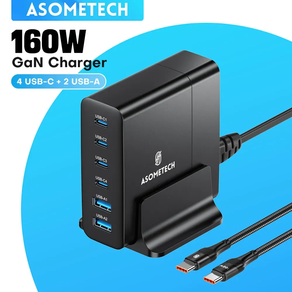 160W-GaN-USB-C-Fast-Charging-Station-PPS-PD-QC-Quick-Charge-6-Ports ...