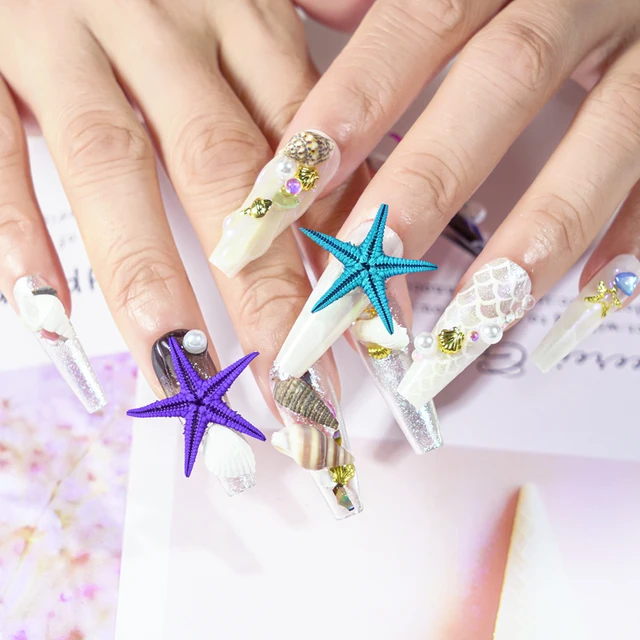 Summer Nail Art Rhinestones Ocean Nail Charms Shell Starfish Conch Sea ...