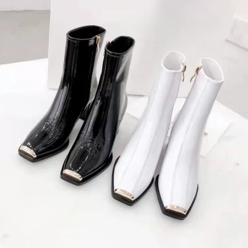 Botas-cortas-de-punta-estrecha-para-mujer-botines-sencillos-de-color ...