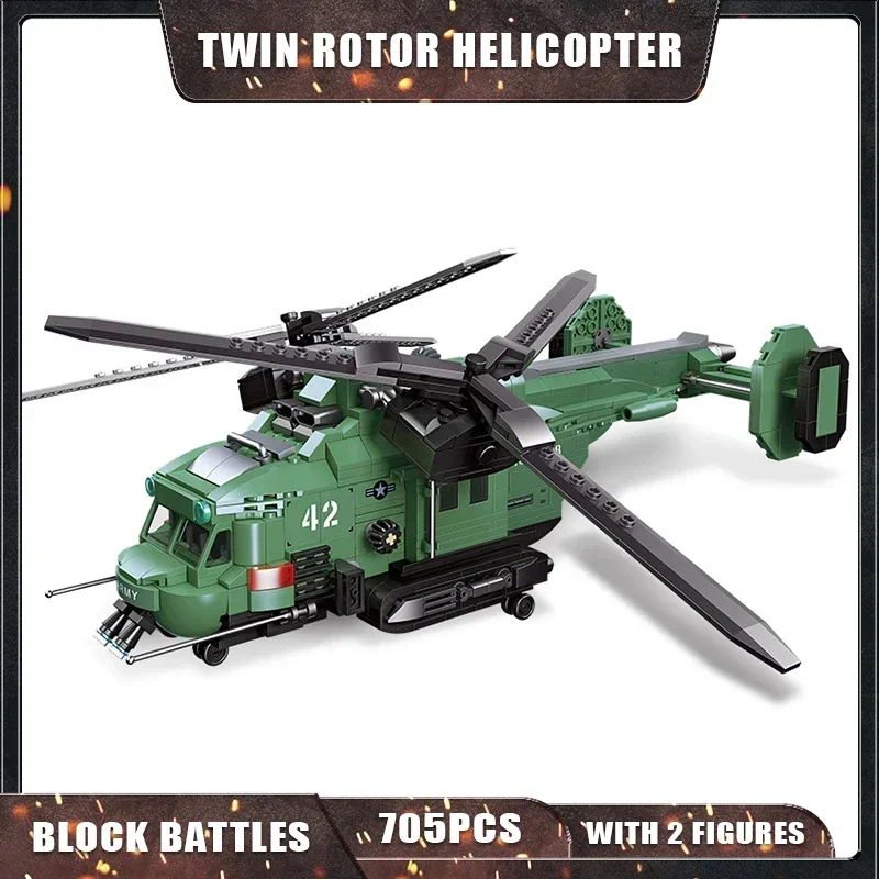 705Pcs-Bricks-Twin-Rotor-Helicopter-Model-Building-Blocks-Adult ...