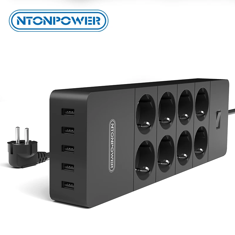 Ntonpower Multi-plug Power Strip Eu Extension Cord Socket Surge ...