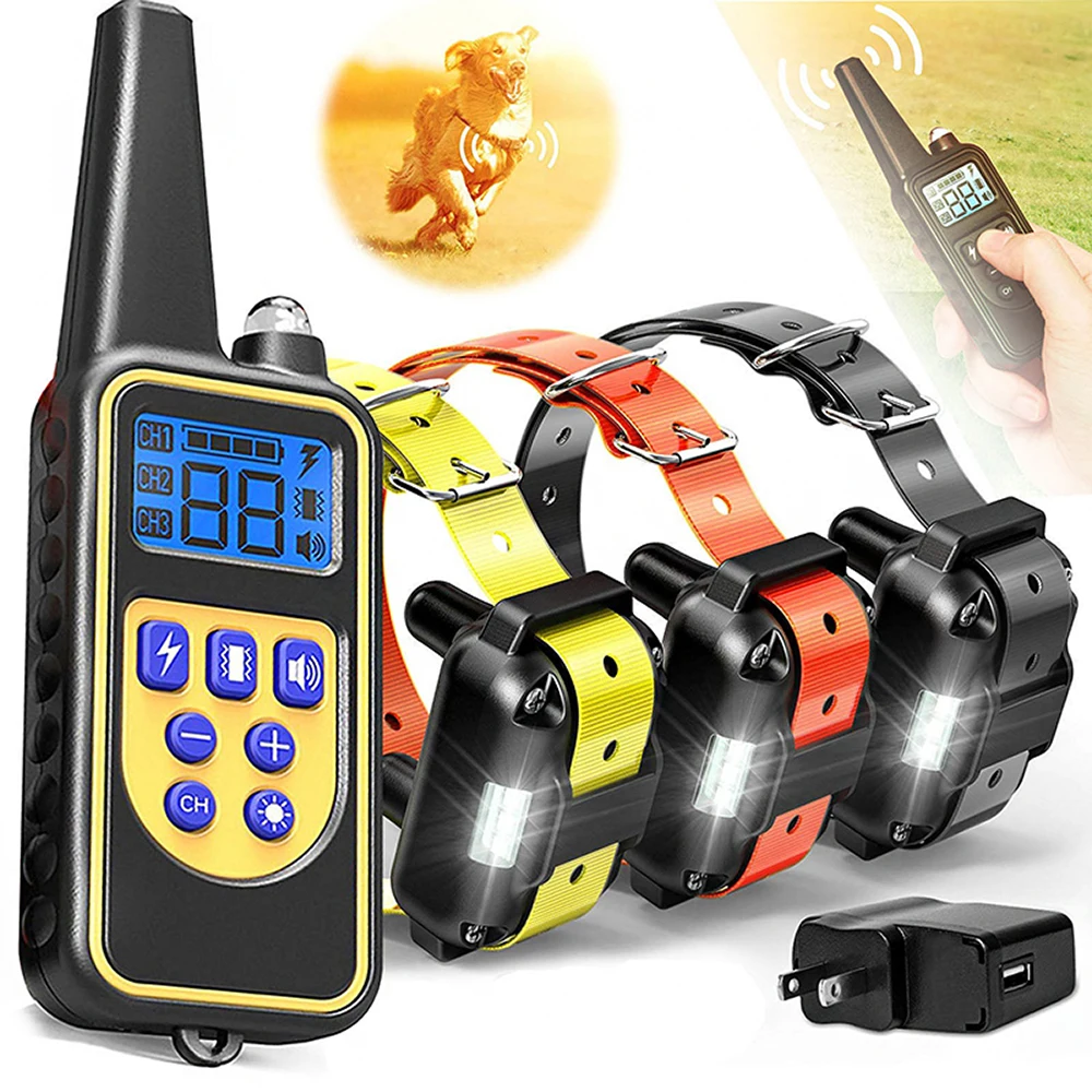 800m LCD Dog Training Collar Remote Control Pet Bark Stopper Dog ...