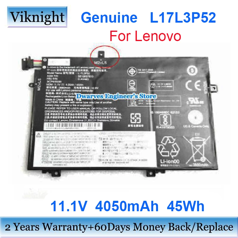 Genuine L17L3P52 Battery For Lenovo ThinkPad L480 L490 L580 L590 Laptop ...