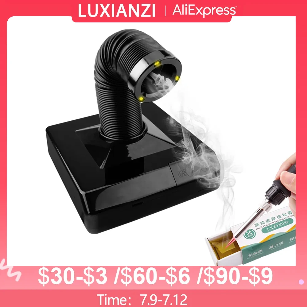 LUXIANZI 탁상 납땜 인두 연기 흡수기, LED 조명 ESD 연기 추출기 필터 스크린, 흡연 장비, 220V