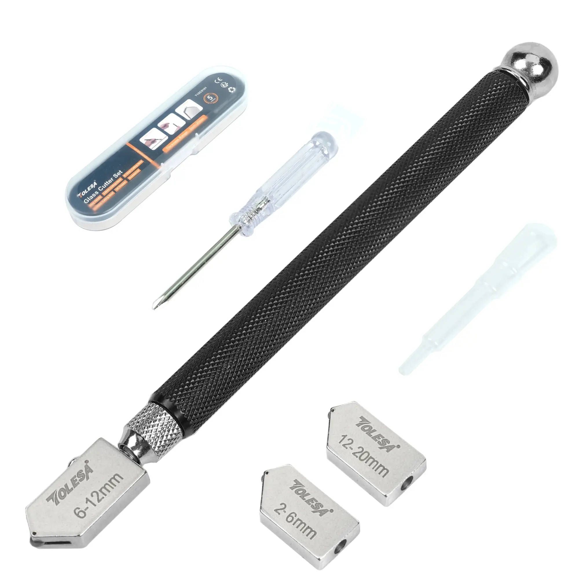 TOLESA Glass Cutter 2mm-20mm Kits Glass Cutting Tool with Aotomatic Oil ...