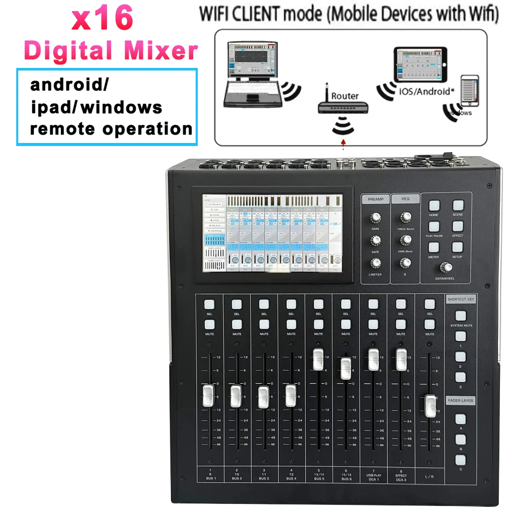 X16-digital-audio-mixer-16-Channel-Mixing-Console-RS-232-control ...