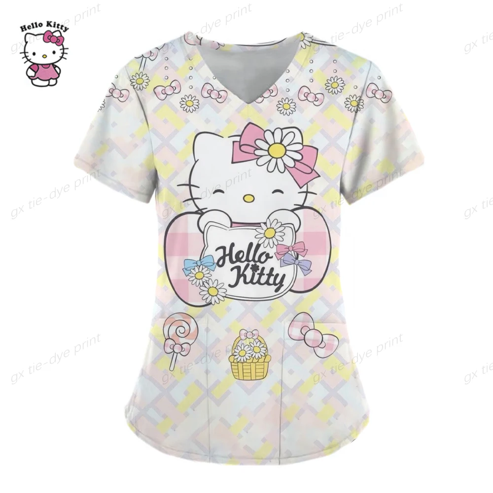 Uniforme de Hello Kitty para mujer, camisa de trabajo de enfermera con ...