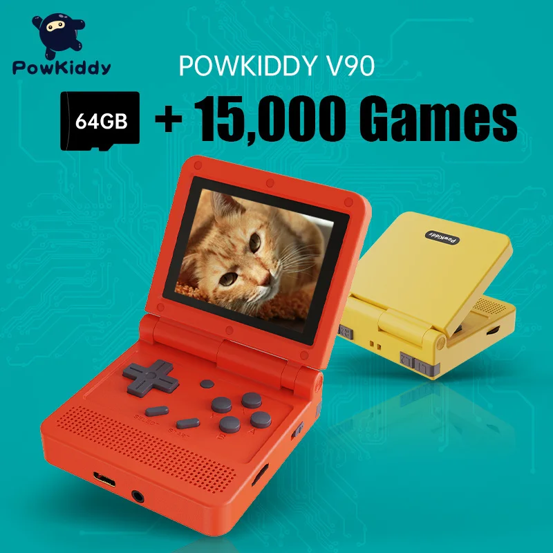 POWKIDDY-V90-3-inch-IPS-Screen-Flip-Handheld-Game-Console-Dual-Open ...
