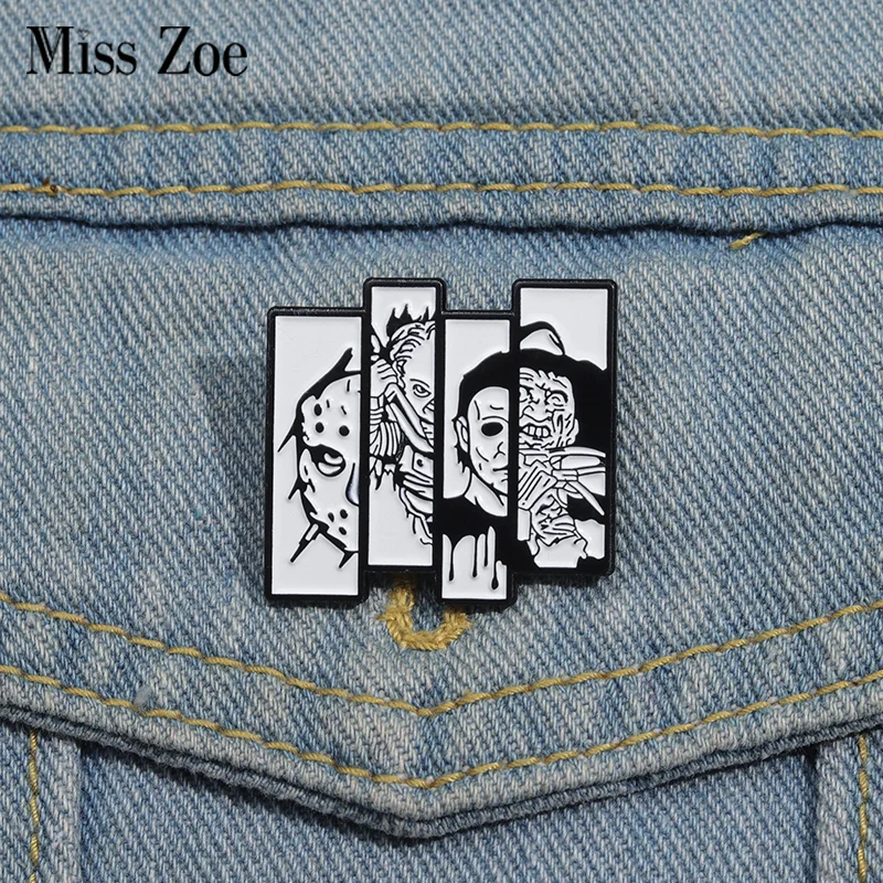 Horror-Killer-Enamel-Pins-Custom-Horror-Faces-Movie-Anime-Brooches ...